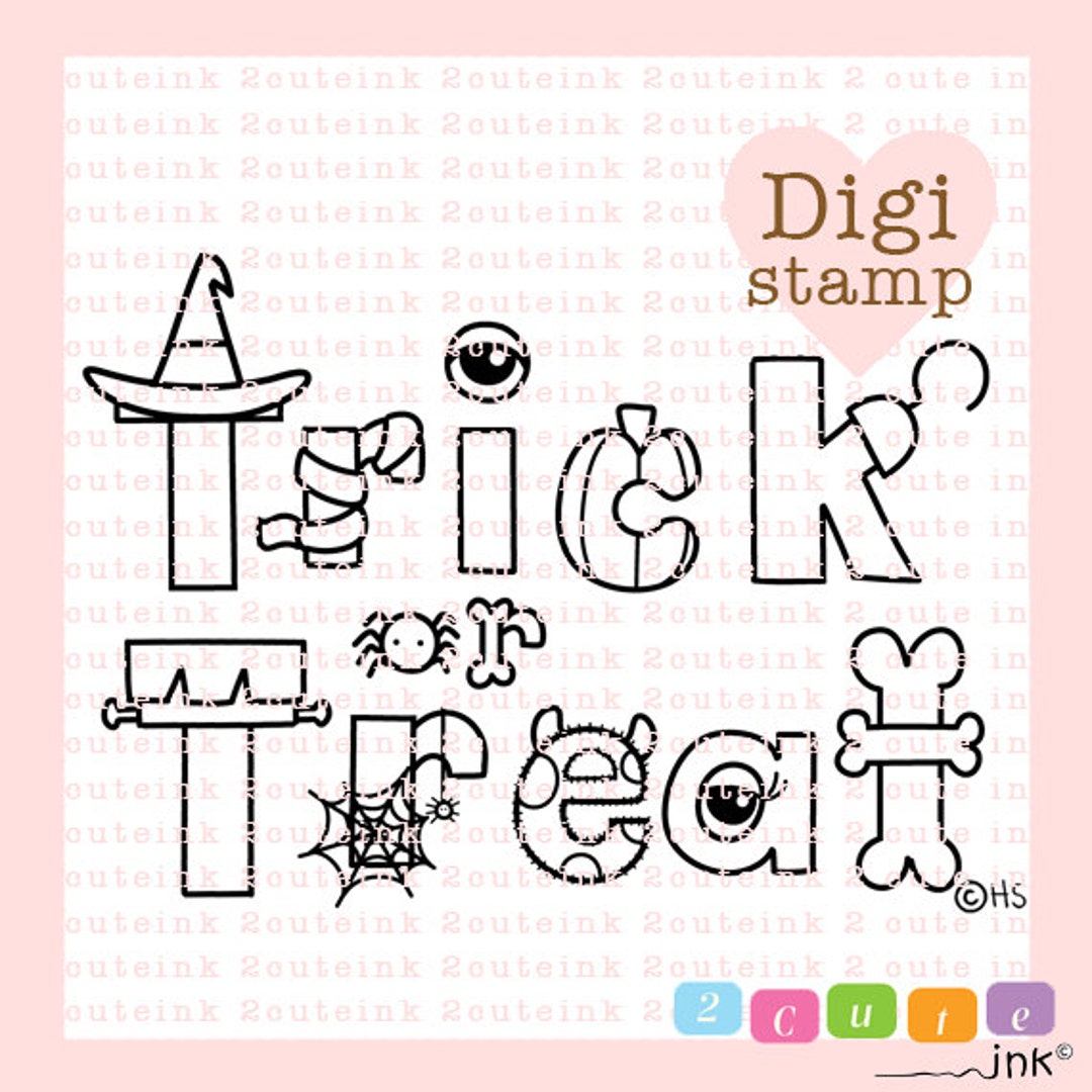 Trick or Treat Letters Digital Stamp for Card Making, Paper Crafts ...