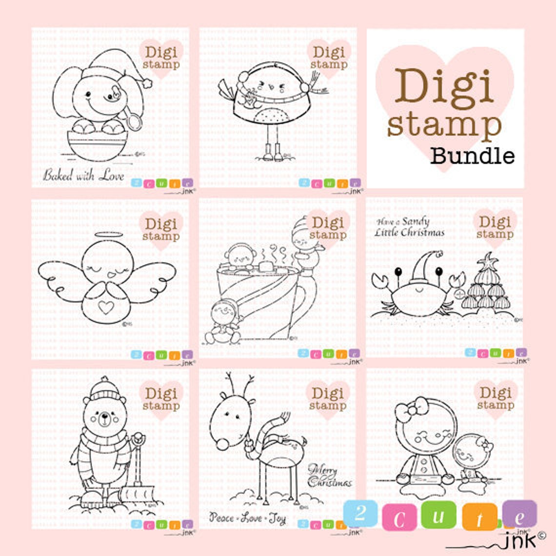 Christmas Digital Stamps Winter Digital Stamps Snowman - Etsy