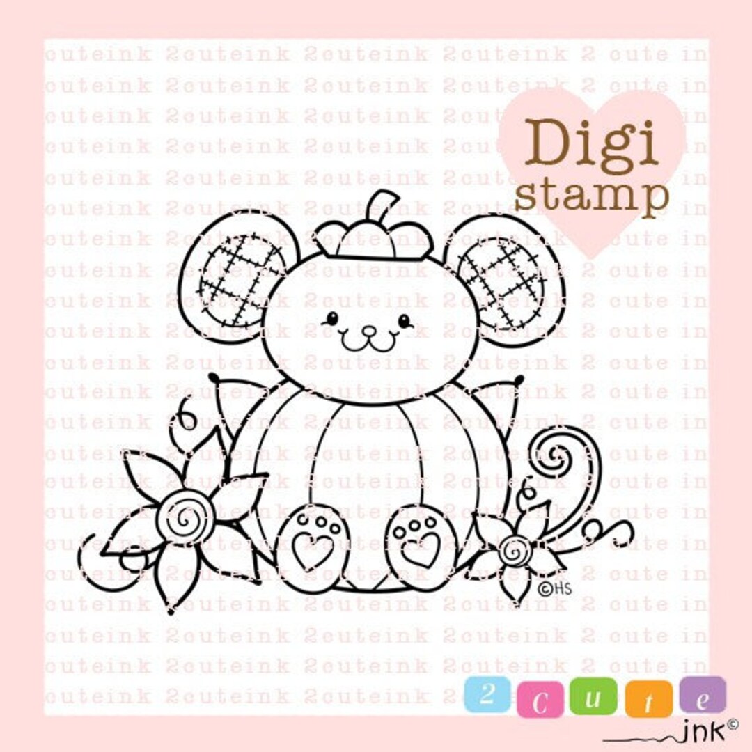 Pumpkin Mouse Digital Stamp Fall Stamp Digital Fall Stamp Mouse Art ...