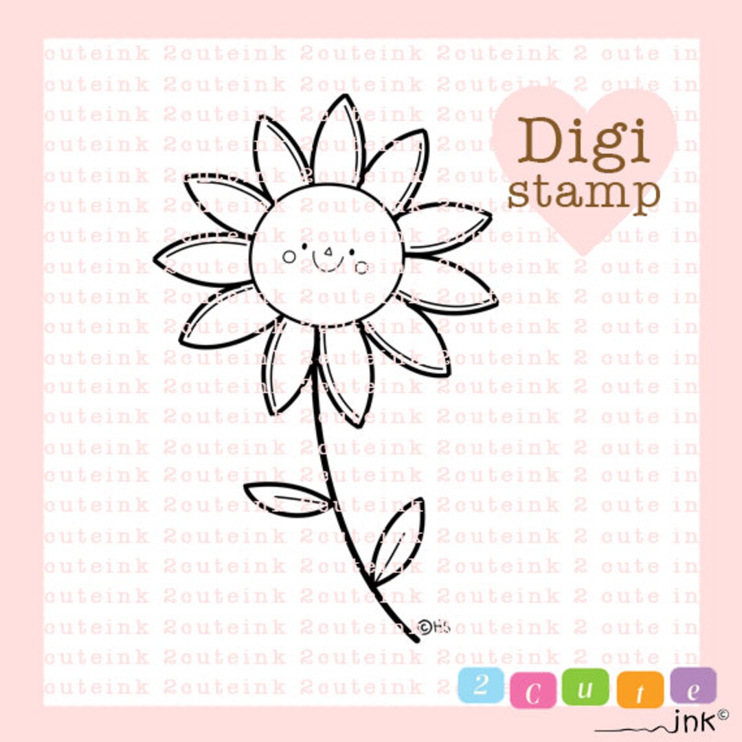 Happy Sunflower Digital Stamp Line Art for Card Making Paper - Etsy