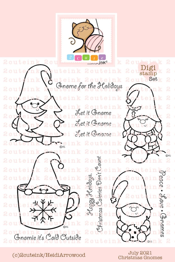 Digital Stamps Christmas Gnomes Digital Stamp Set Gnome | Etsy