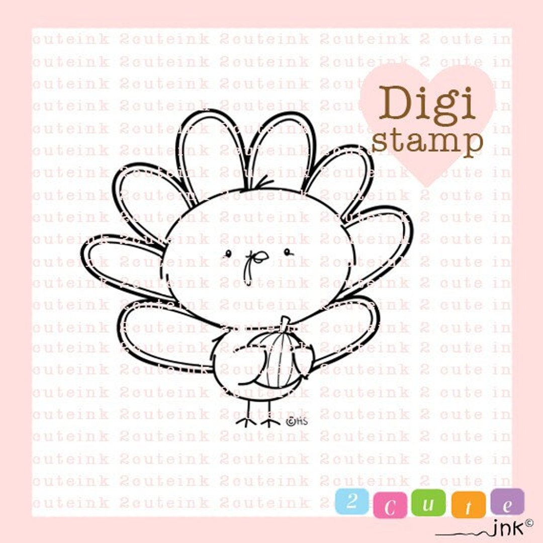 Cute Turkey Digital Stamp for Card Making - Etsy