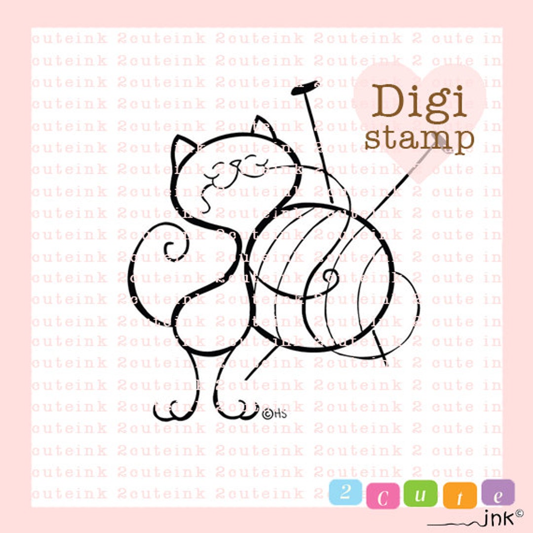 Cat Knit Digital Stamp - Etsy