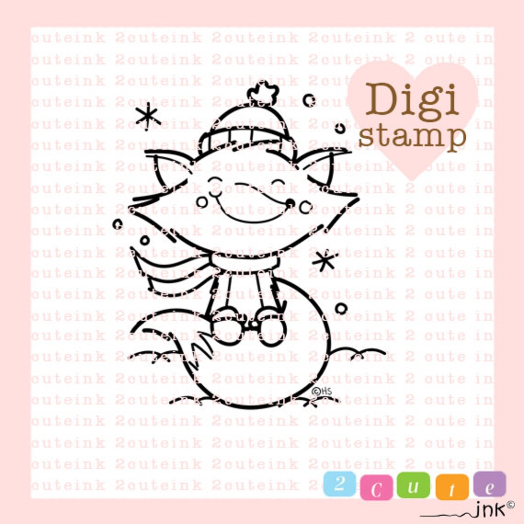Winter Fox Digital Stamp Line Art for Card Making, Paper Crafts ...