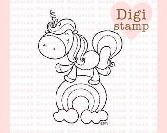 Digi Stamp 'halloween Unicorn' Birthday Party - Etsy