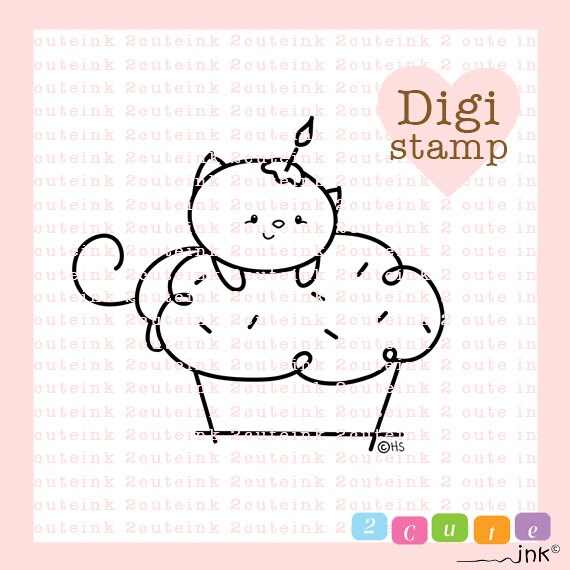 Cupcake Cat Digital Stamp Digital Cat Stamps Cat Stamp | Etsy