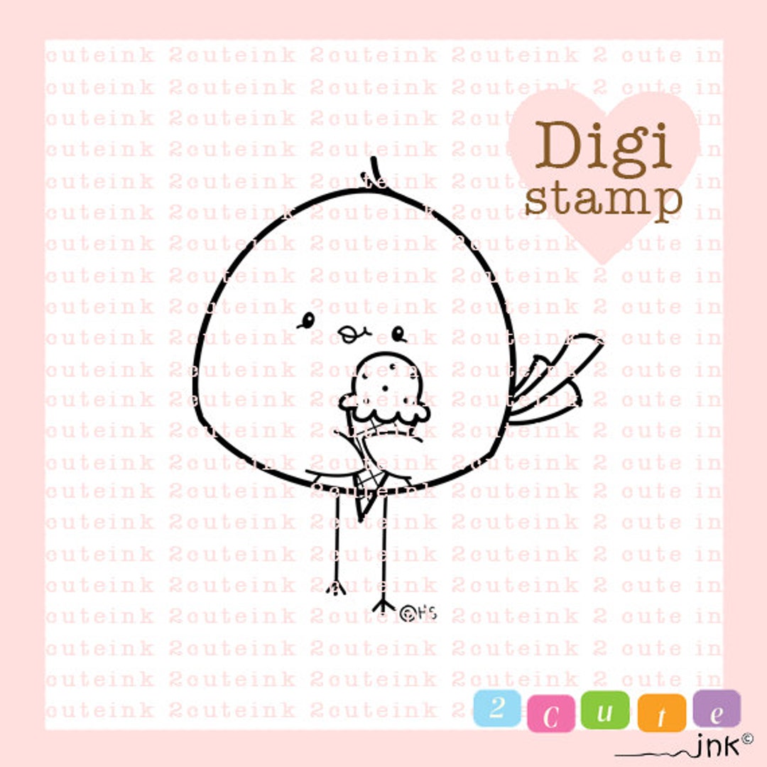 Ice Cream Birdie Digital Stamp Birthday Stamp Digital Birthday Stamp ...