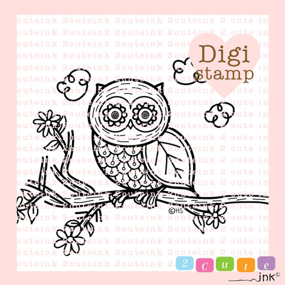 Nature Owl Doodle Digital Stamp for Card Making Paper Crafts - Etsy