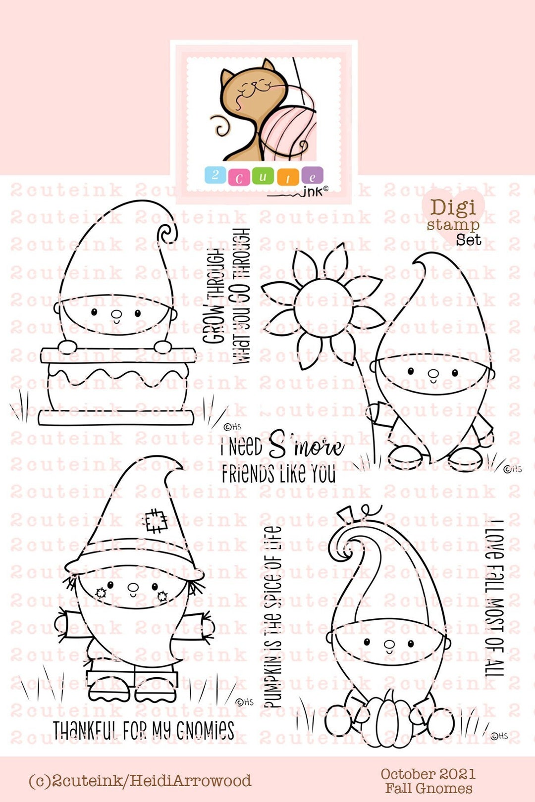 Fall Gnome Digital Stamps Set Gnome Digital Stamps Fall Digital Stamps ...