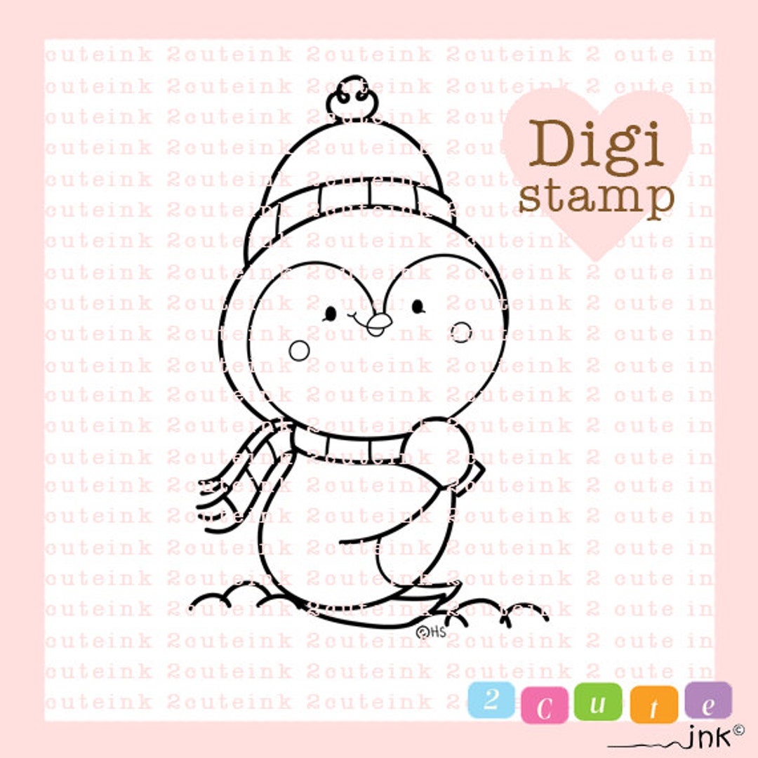 Playtime Winter Penguin Digital Stamp for Card Making, Paper Crafts ...
