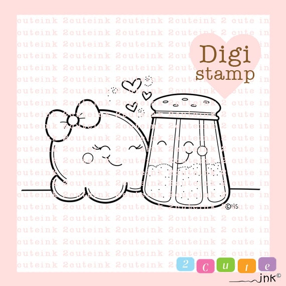 Sweet and Salty (popcorn Loves Salt) Valentines Digital Stamp for Card ...