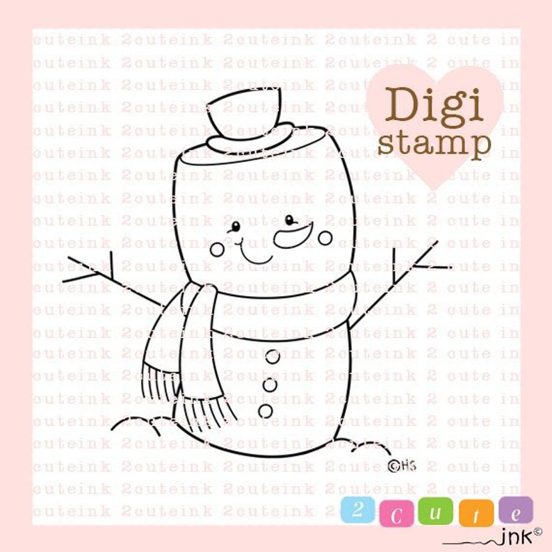 Marshmallow Snowman Digital Stamp Snowman Digital Stamps - Etsy