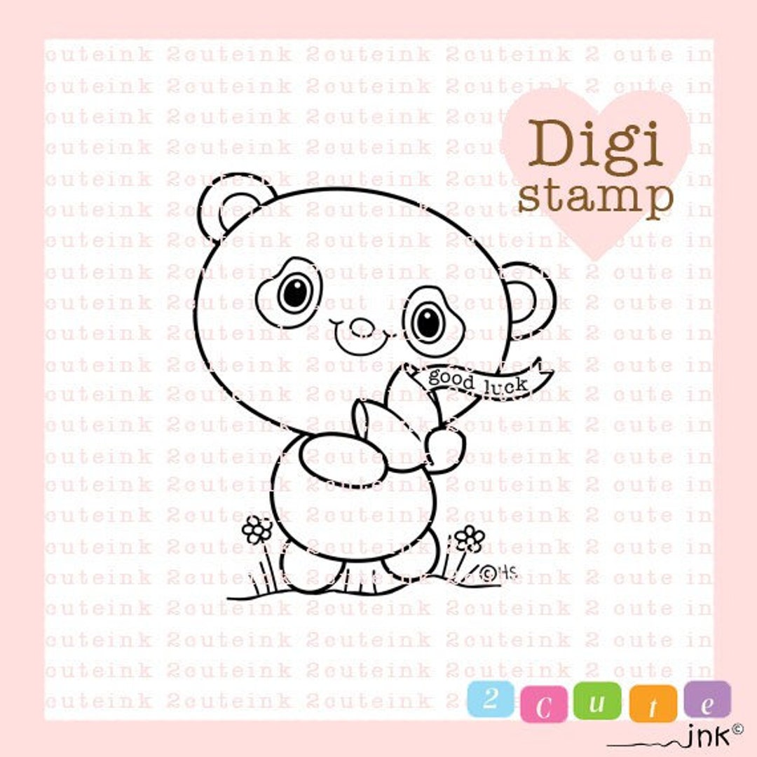 Good Luck Panda Digital Stamp for Card Making and Paper Crafts - Etsy