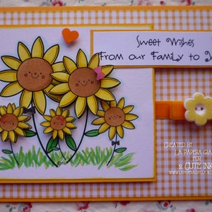 Happy Sunflower Digital Stamp Line Art for Card Making Paper - Etsy