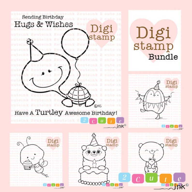 Birthday Digital Stamp Bundle Birthday Printables - Etsy