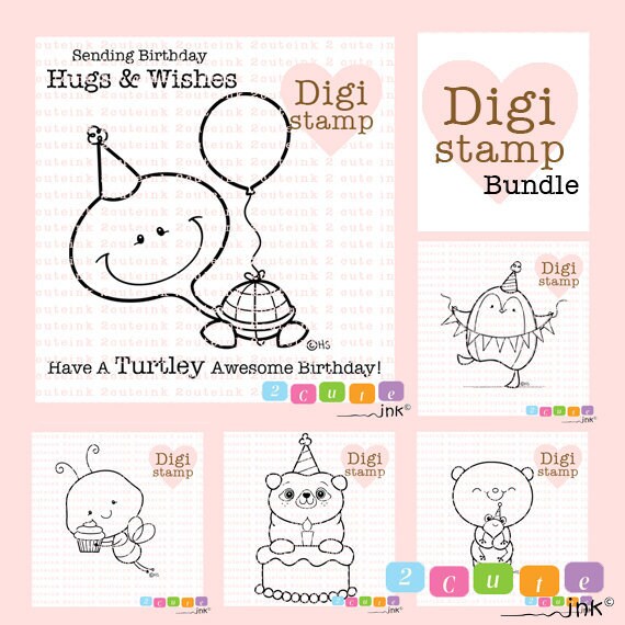 Birthday Digital Stamp Bundle Birthday Printables - Etsy