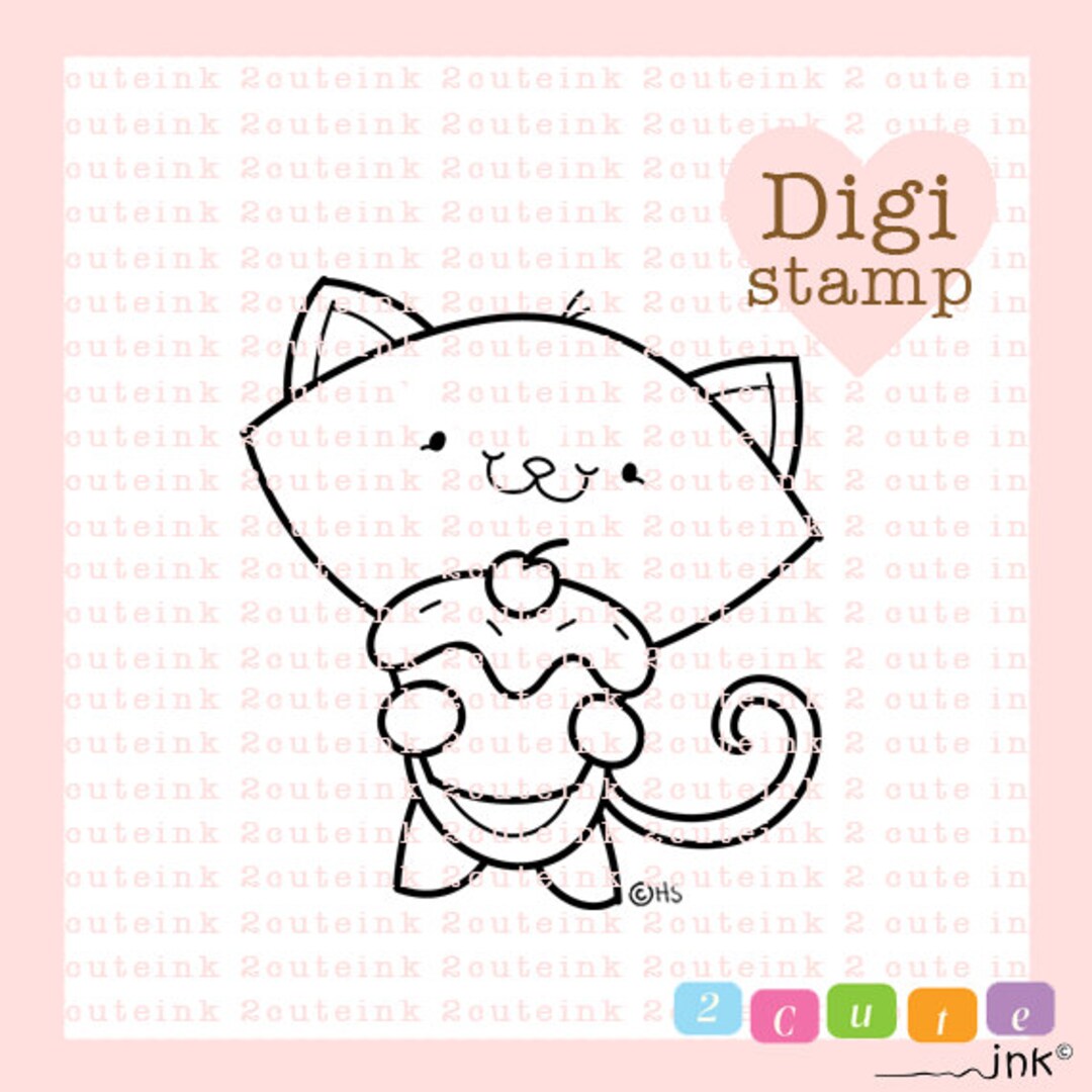 Sugar and Spice Kitty Digital Stamp for Card Making, Paper Crafts ...