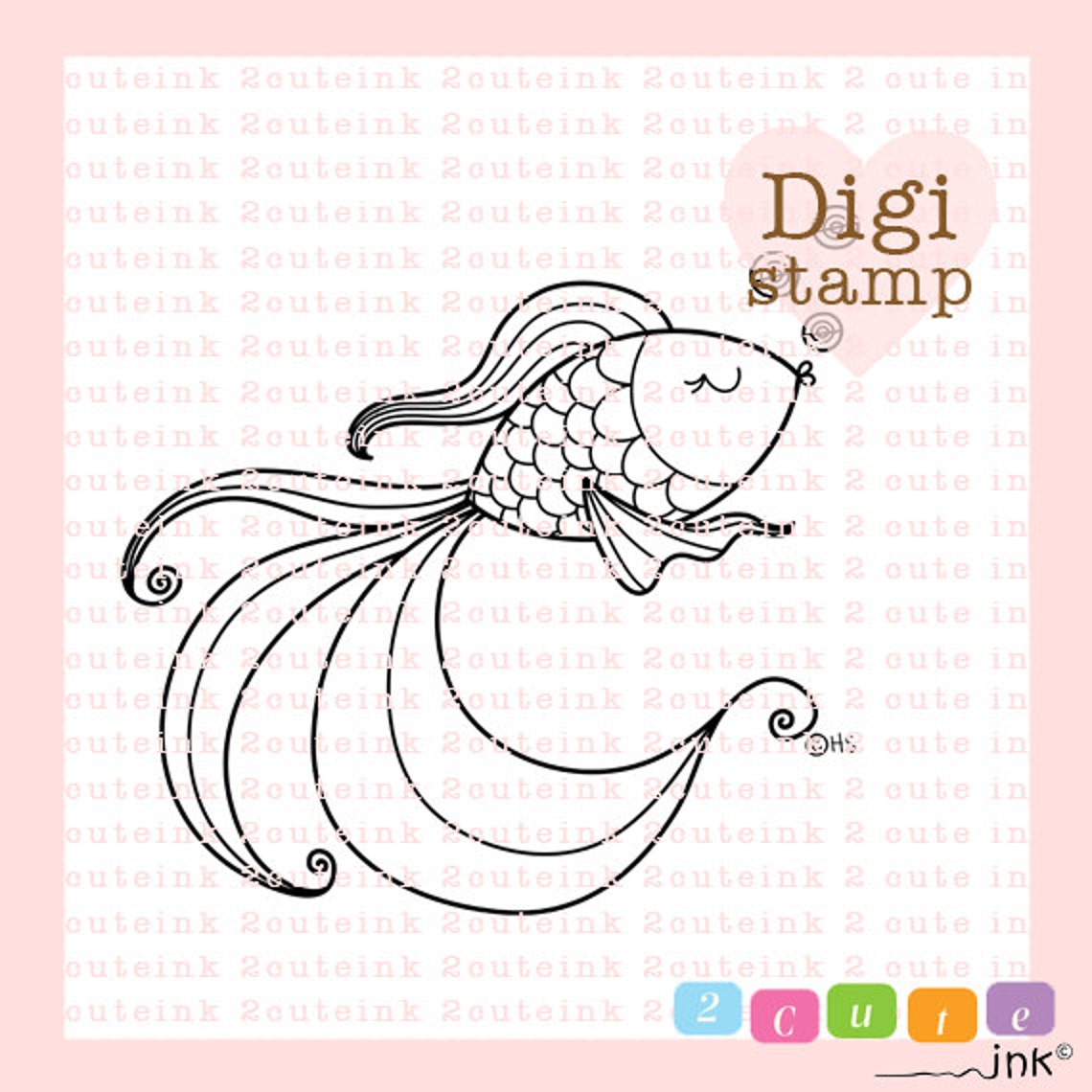 Pretty Fish Digital Stamp Fish Digital Stamp Digital Fish - Etsy