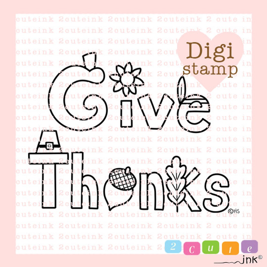 Give Thanks Digital Stamp Line Art for Card Making, Paper Crafts ...