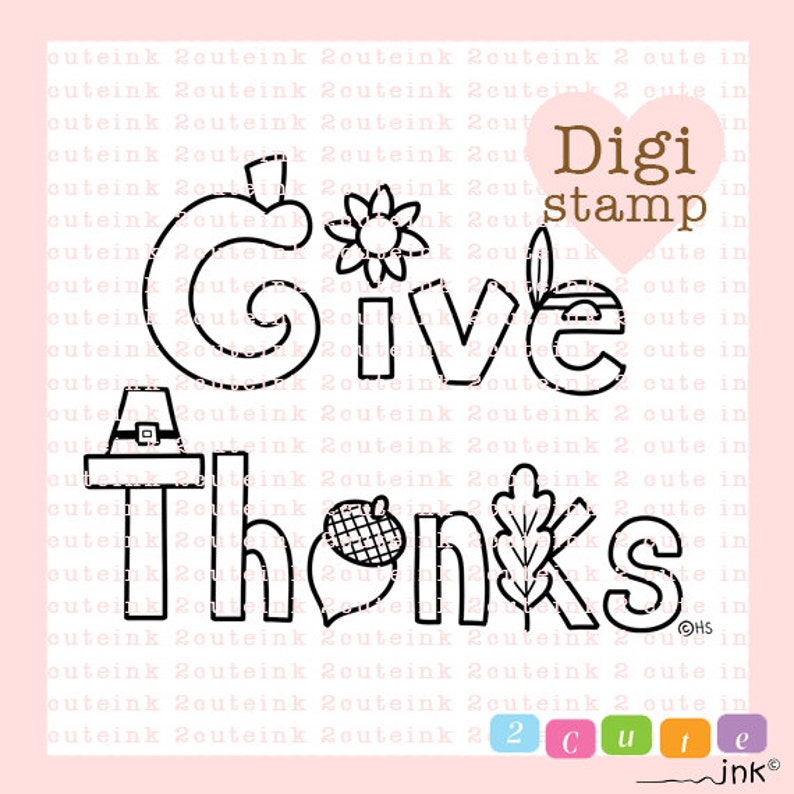 Give Thanks Digital Stamp Line Art for Card Making Paper - Etsy
