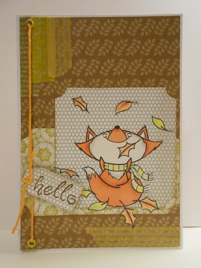 Fall Fox Digital Stamp for Card Making Paper Crafts - Etsy