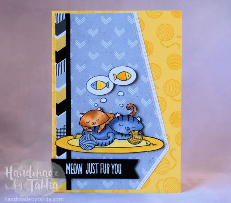 Cat Nap Digital Stamp - Digital Stamps for Card Making - Cat Digital ...