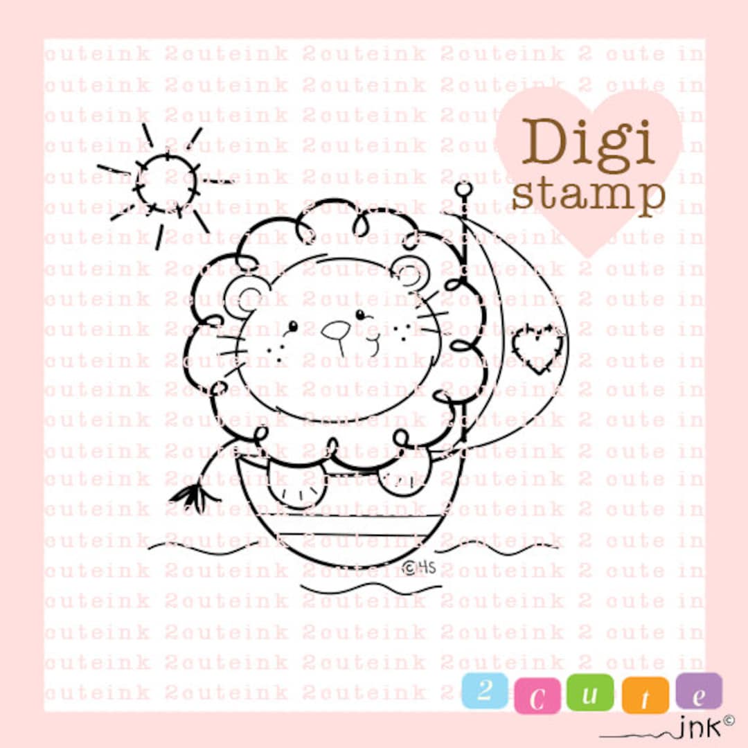 Sail Away Lion Digital Stamp Digital Lion Stamps Lion Stamp Baby Stamp ...