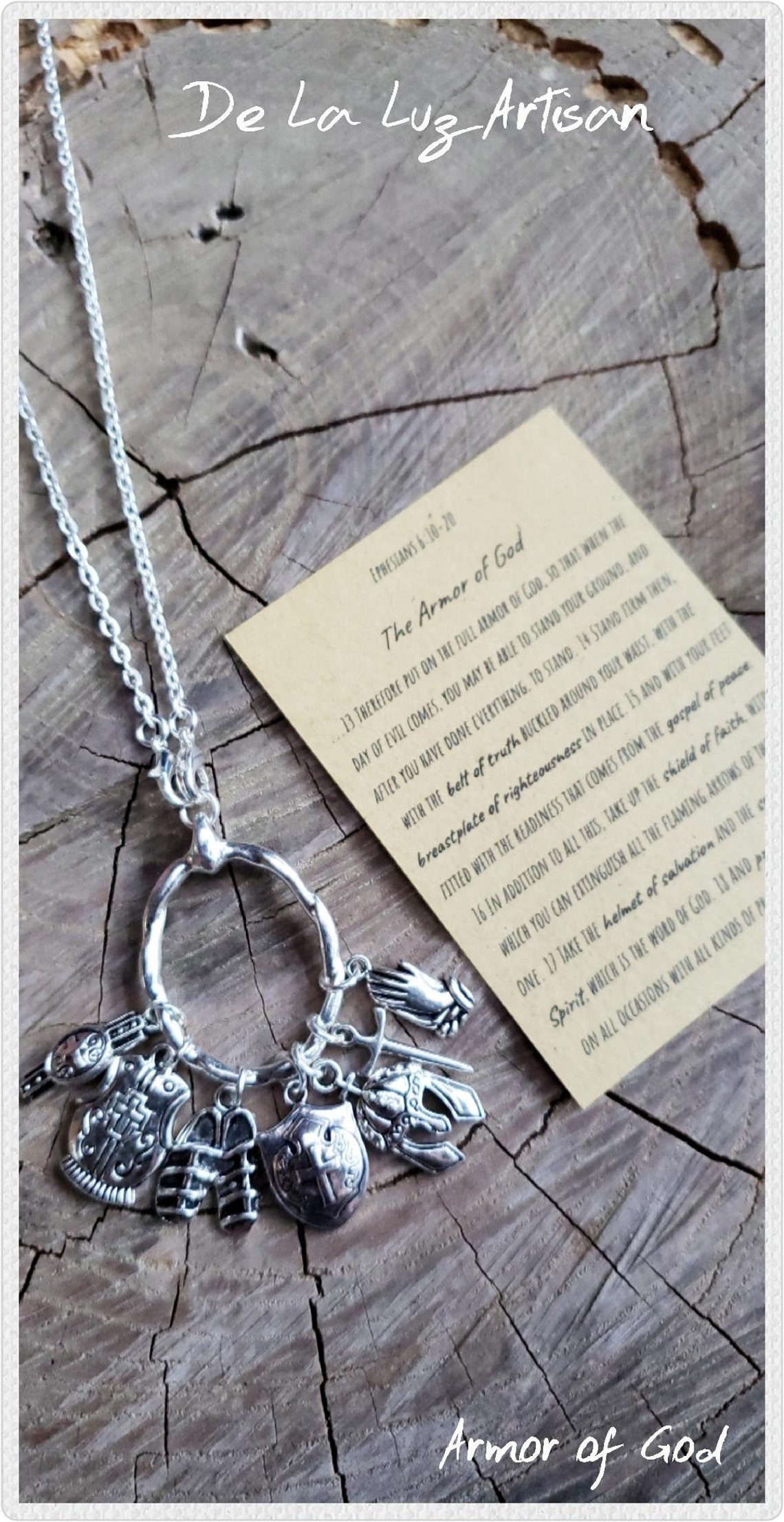 Silver Armor of God Charm Necklace Bible Verse Bible Study - Etsy