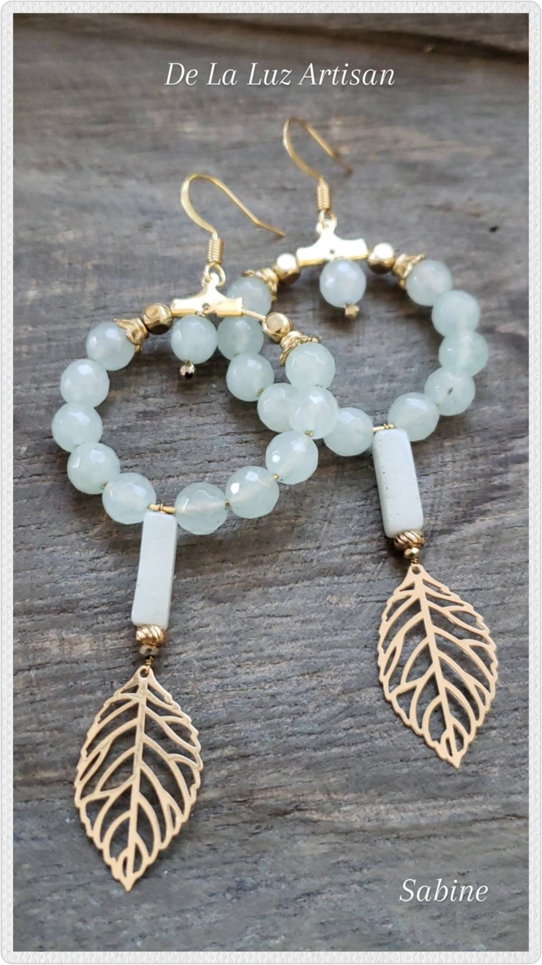 Sabine Amazonite Gold Hoop Earrings Bridesmaid Wedding Bridal Holiday ...