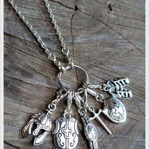 Silver armor of God Charm Bangle or Necklace, Bible Verse, Sunday ...