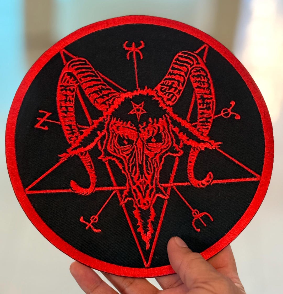 Skull Baphomet Pentagram Goat Belief Mystery Symbol Embroidery Iron-on ...