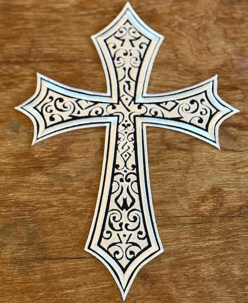 Cross Art God Christian Jesus Do Good Symbol Embroidery Iron-on Sew-on ...