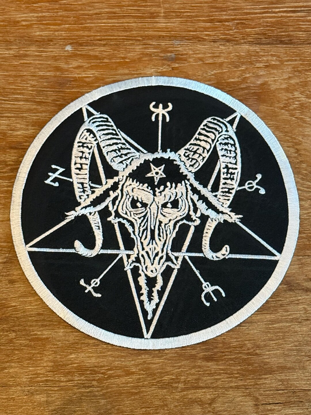 Skull Baphomet Pentagram Goat Belief Mystery Symbol Embroidery Iron-on ...