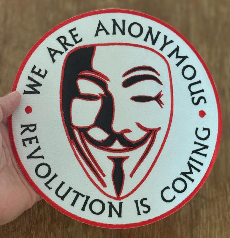 We Are Anonymous Revolution Face Head Symbol Embroidery Iron-on Sew-on ...