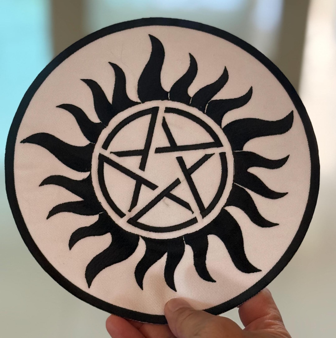 Pentagram Pentacle Supernatural Fire Symbol Embroidery Iron-on Sew-on ...