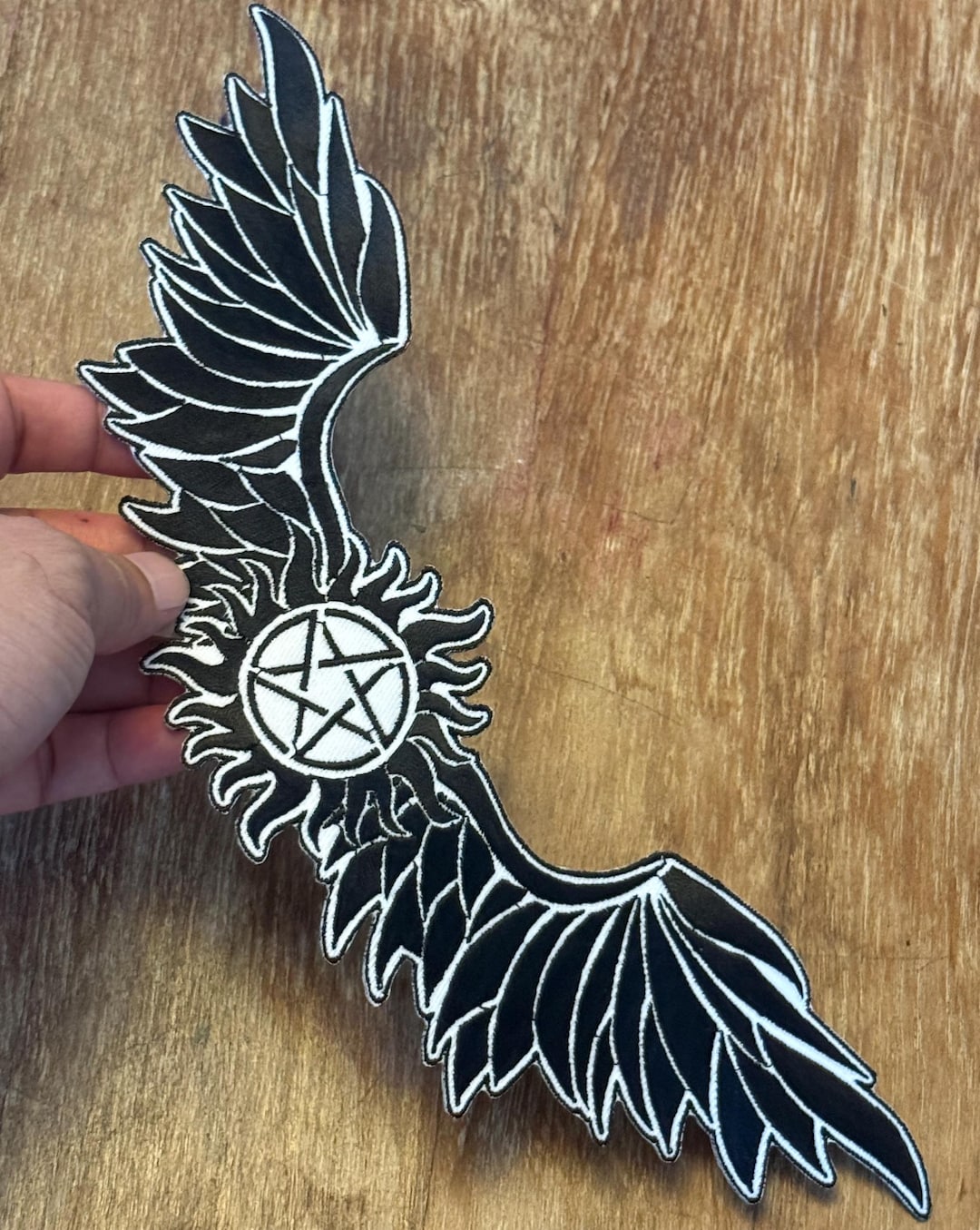 Pentagram Pentacle Supernatural Angel Wings Symbol Embroidery Iron-on ...