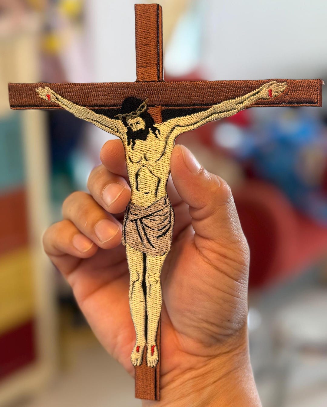 Embroidered Jesus Christ Cross Patch: Christian Symbol Applique Iron-on ...