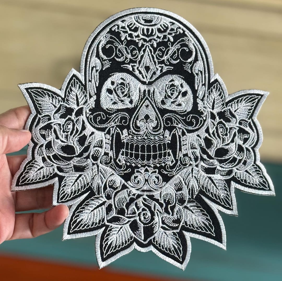 Skull Rose Art Danger Dark Side Lucifer Devil Satanic Symbol Embroidery ...
