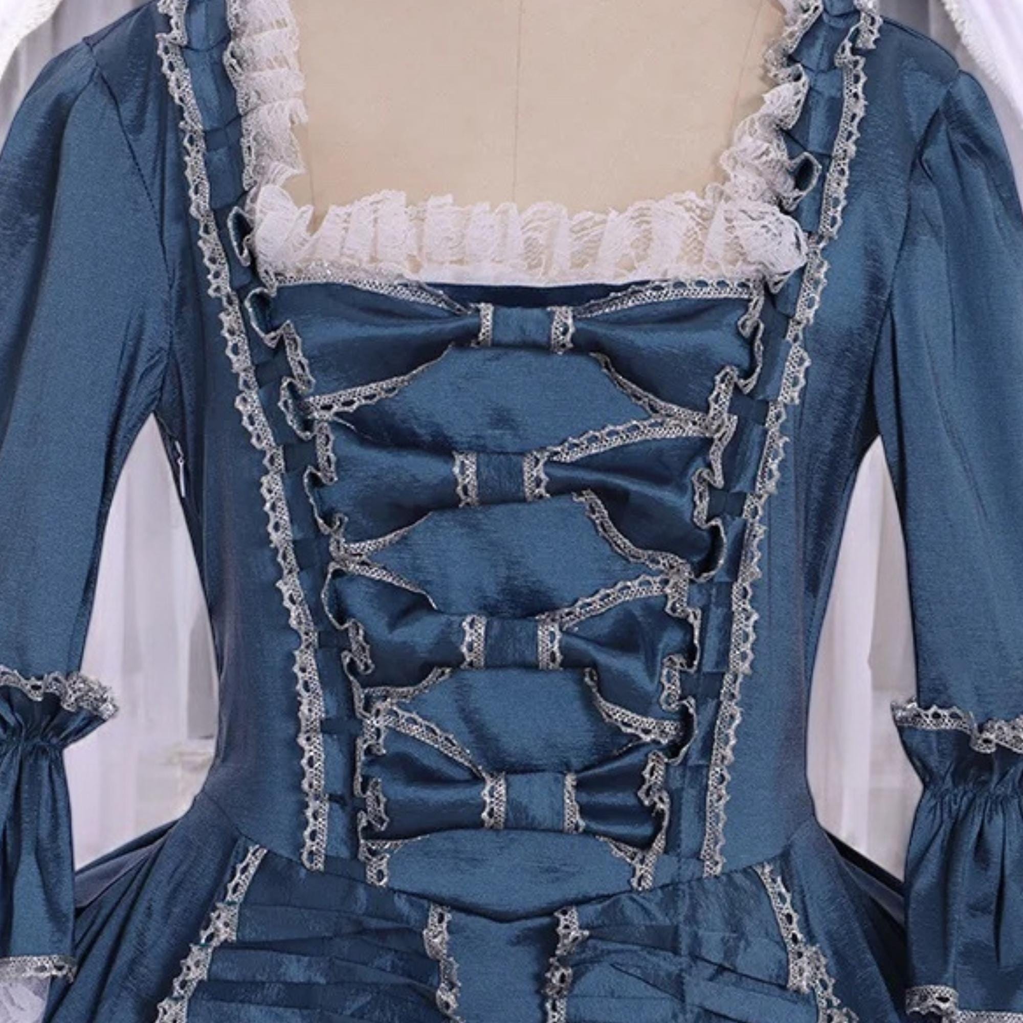 18th Century Rococo Gown Elegant Baroque Lace Trimmed Dress for ...