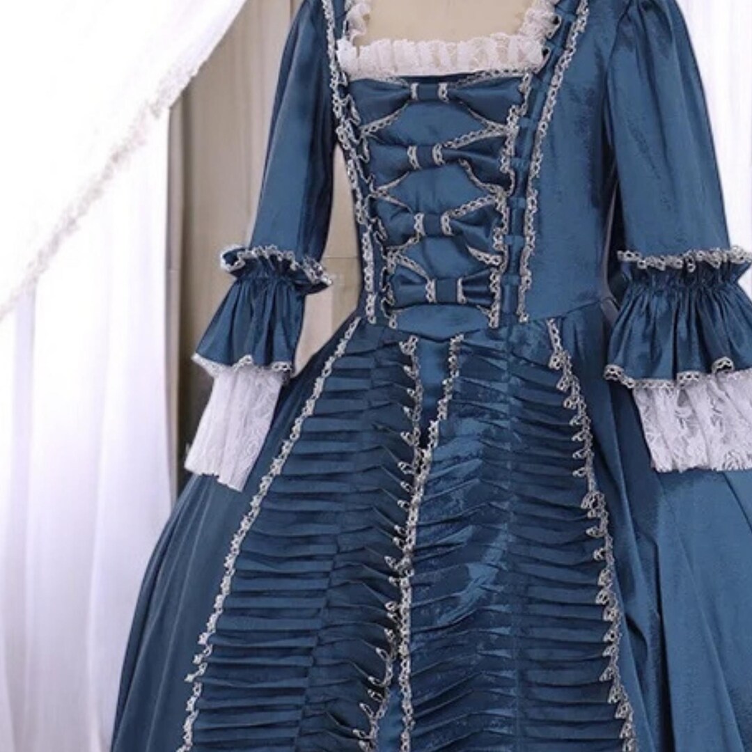 18th Century Rococo Gown Elegant Baroque Lace Trimmed Dress for ...