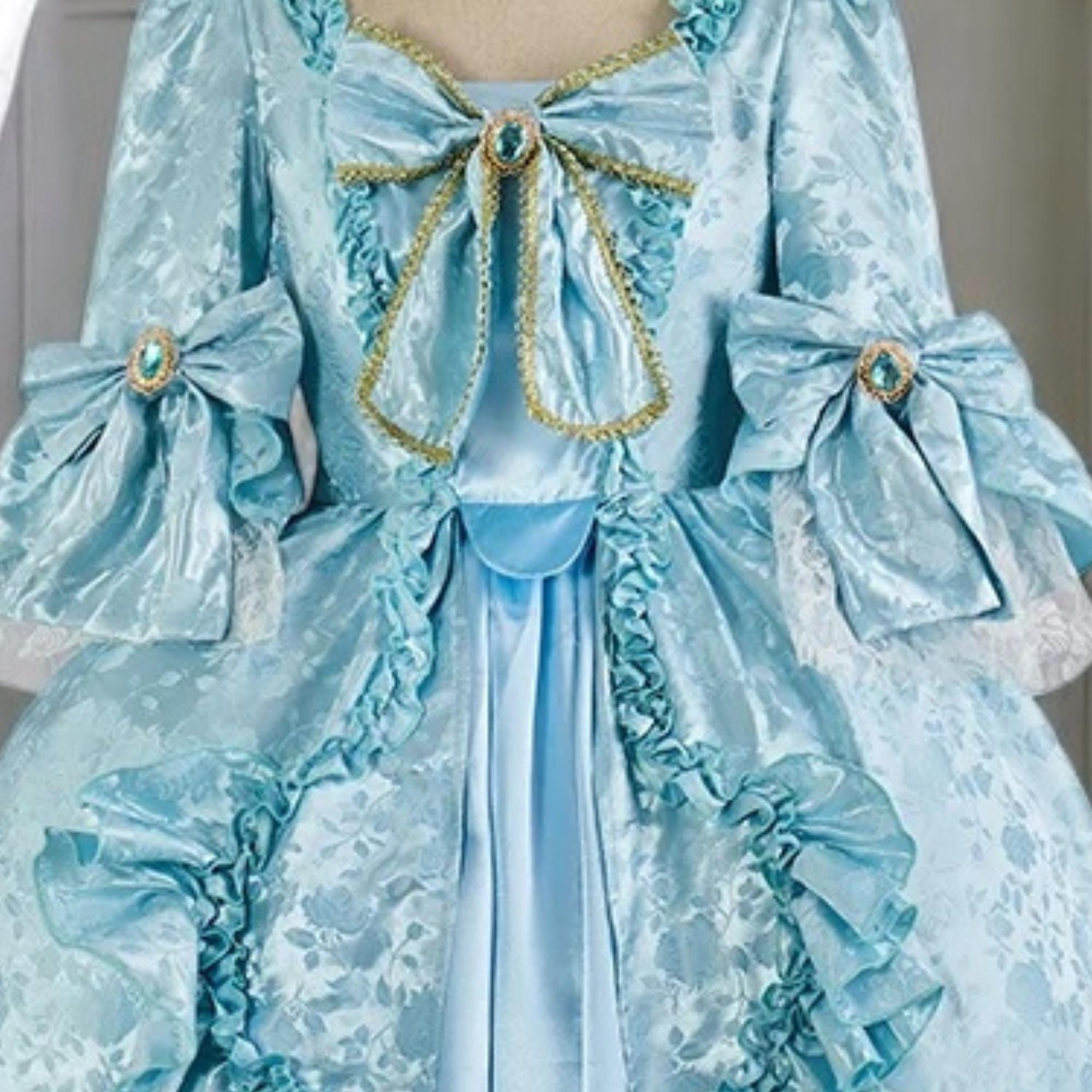 Elegant Blue Rococo Dress | 18th Century Court Gown With Intricate Lace ...