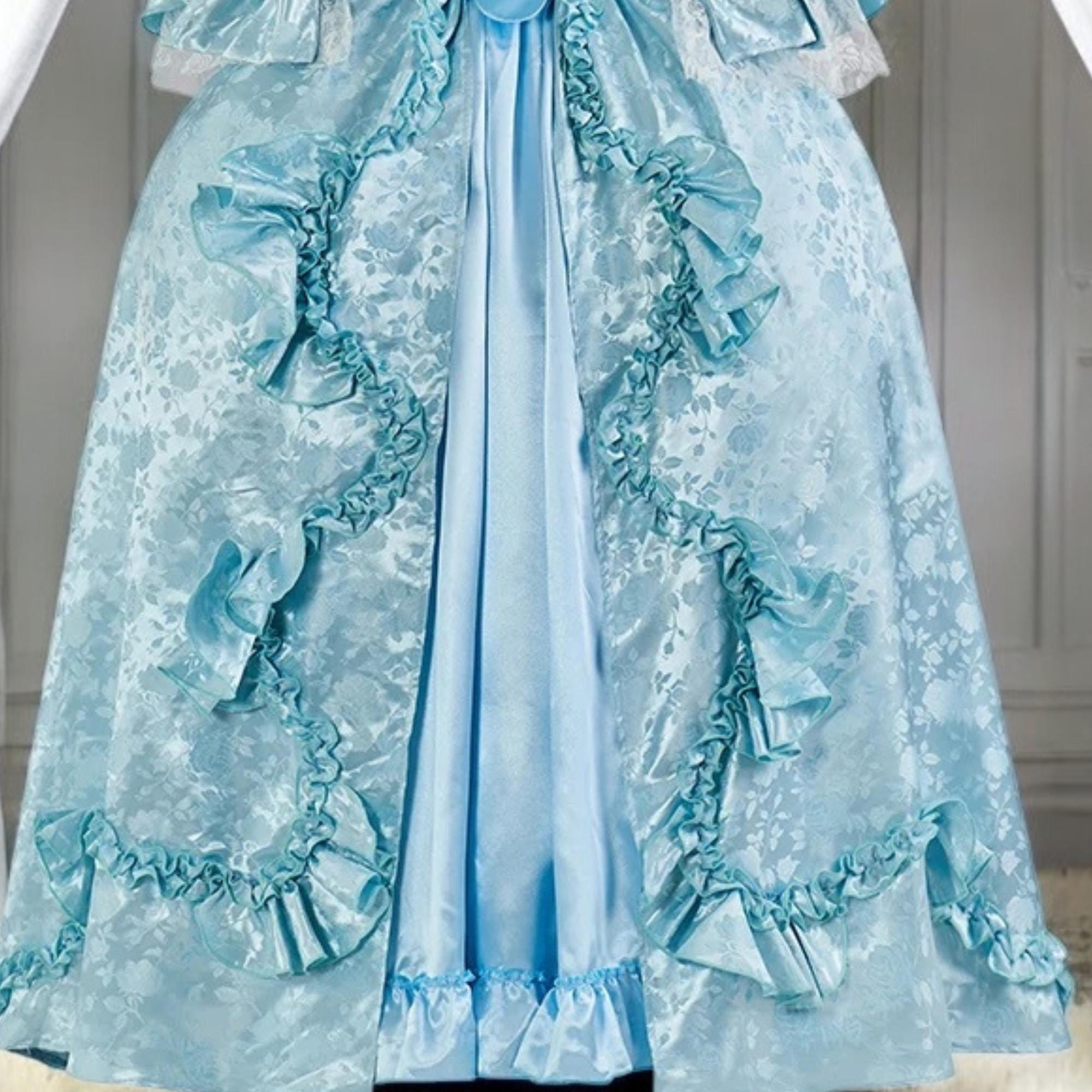 Elegant Blue Rococo Dress | 18th Century Court Gown With Intricate Lace ...