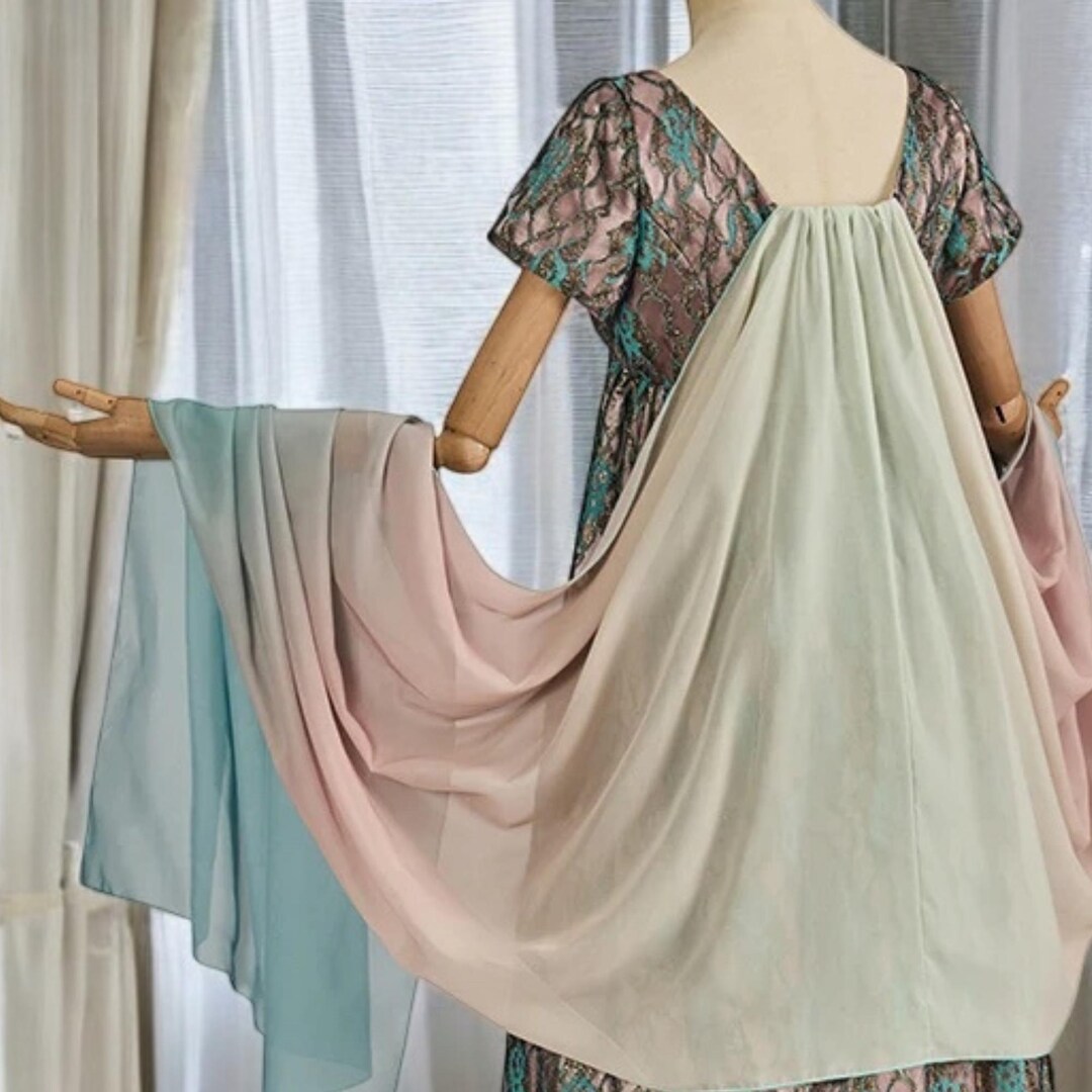 Romantic Regency Lace Gown, Empire Waist Chiffon Dress, Vintage Jane ...