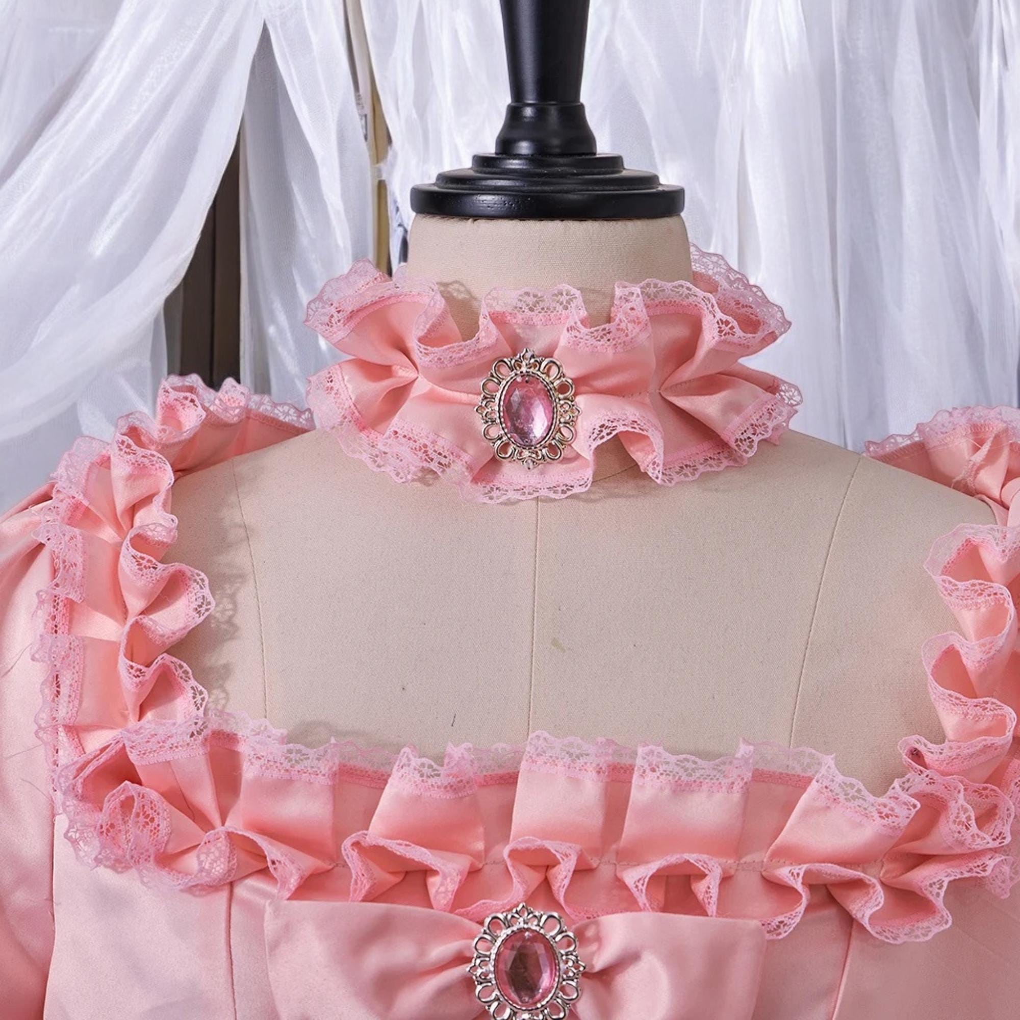 Pastel Pink Rococo Ball Gown With Elegant Lace Details 18th Century ...