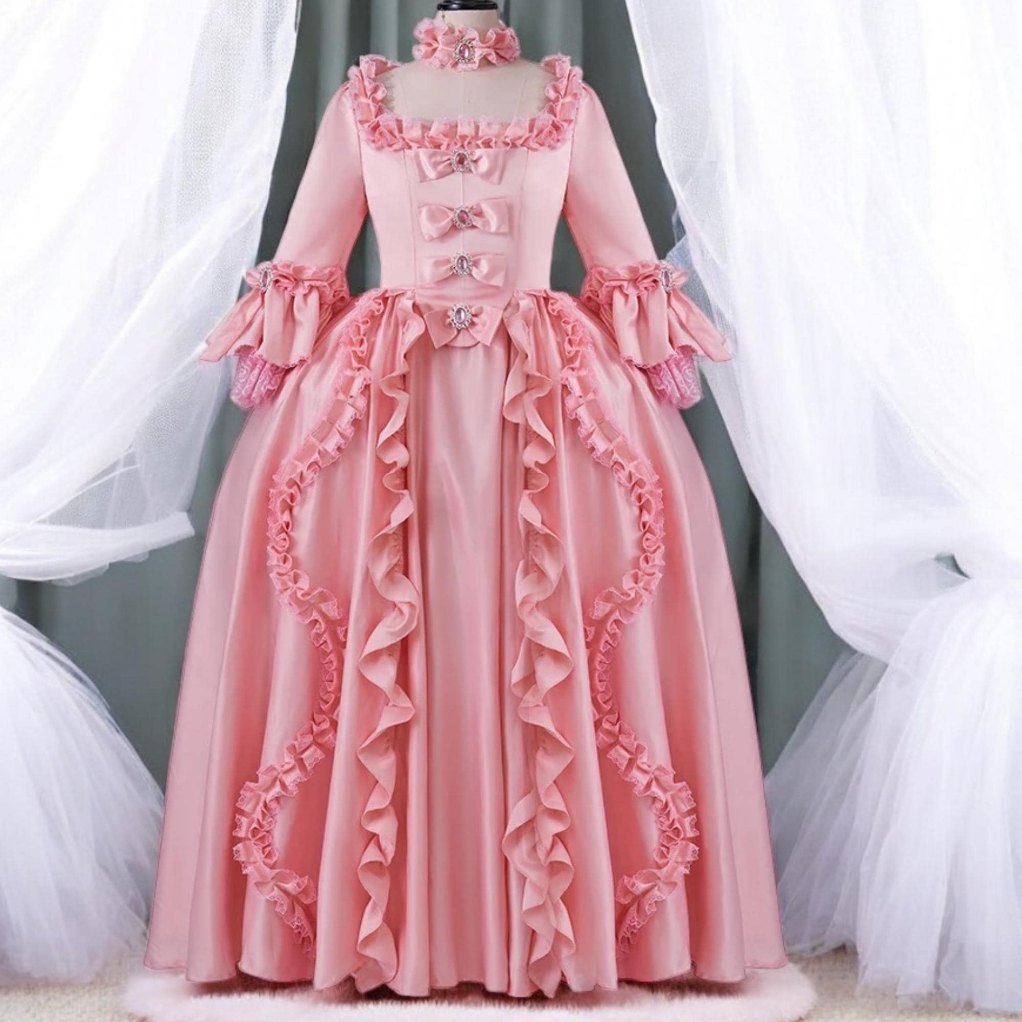 Pastel Pink Rococo Ball Gown With Elegant Lace Details 18th Century ...