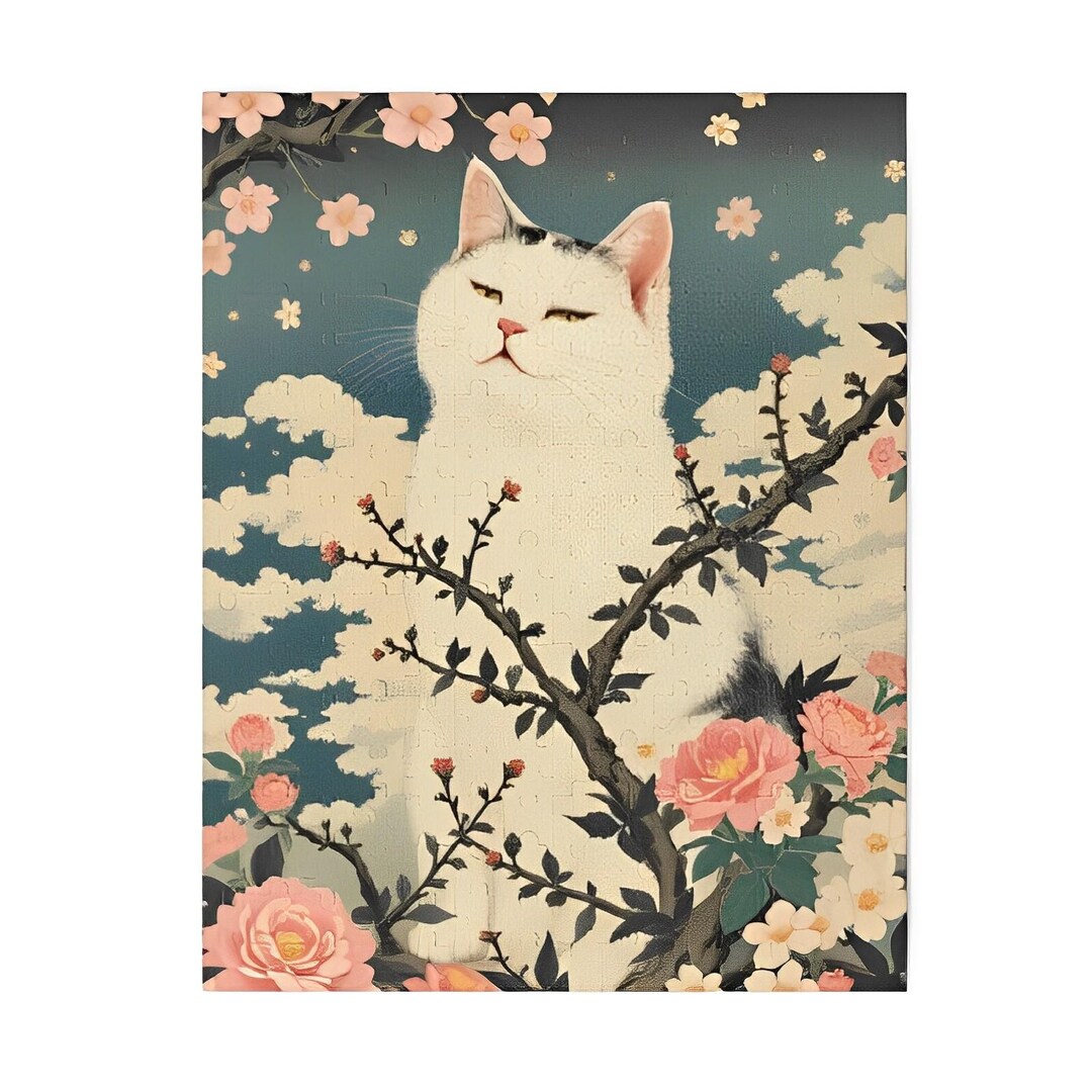Japanese Traditional Ukiyo-e Puzzle Cat and Flower(120, 252, 500-piece ...