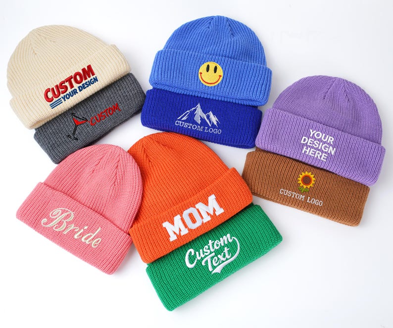 Custom Beanie Hats Logo/text ,personalized Embroidered Beanie Winter ...