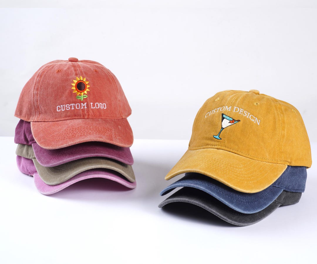 Custom Logo Embroidered Hats, Personalized Hats, Vintage Baseball Caps ...