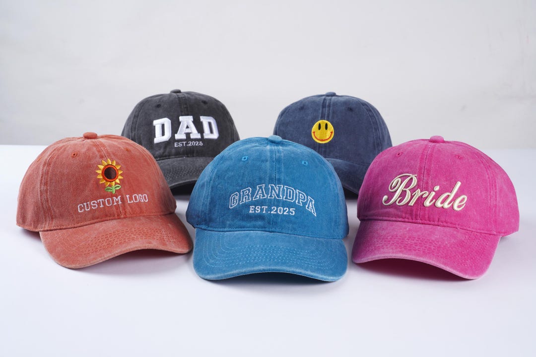 Embroidered Personalized Text, Logo Hats, Custom Content, Vintage ...