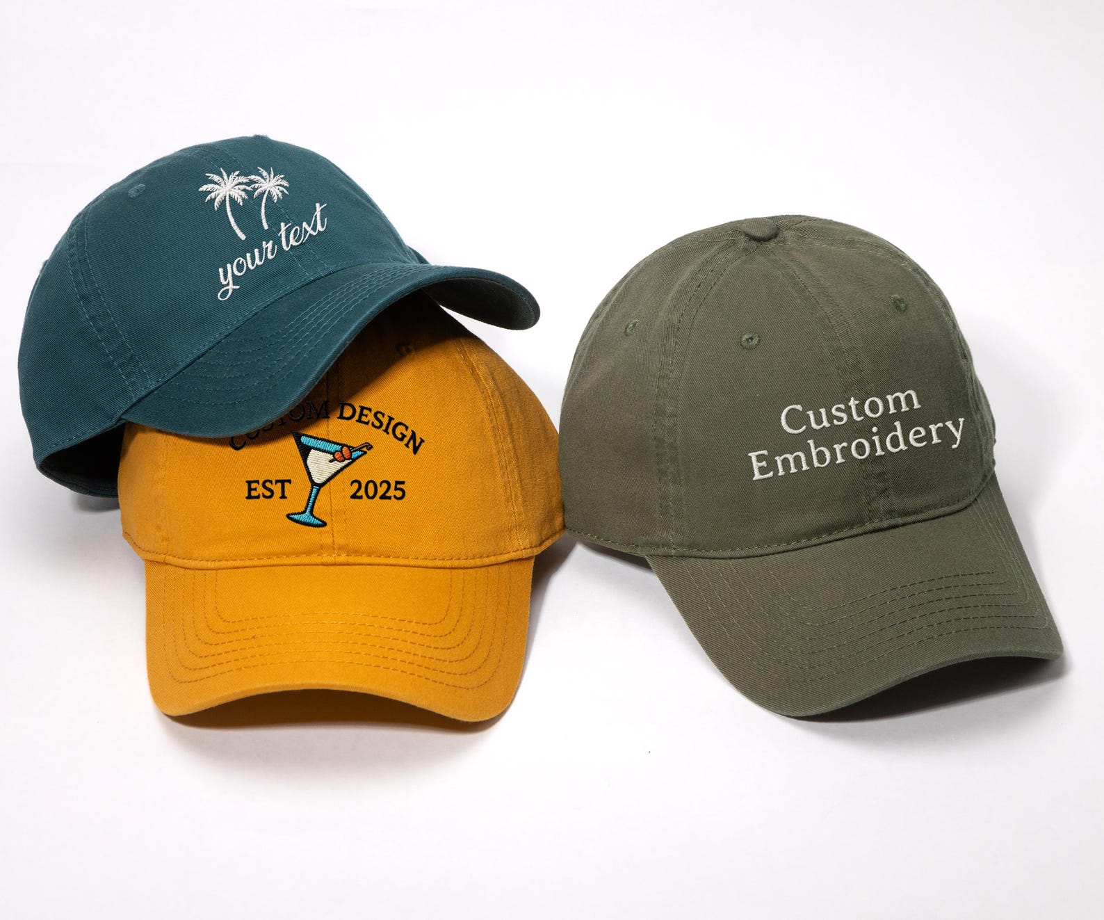 Custom Embroidered Baseball Cap, Personalized Text Hat, Unisex Cotton ...